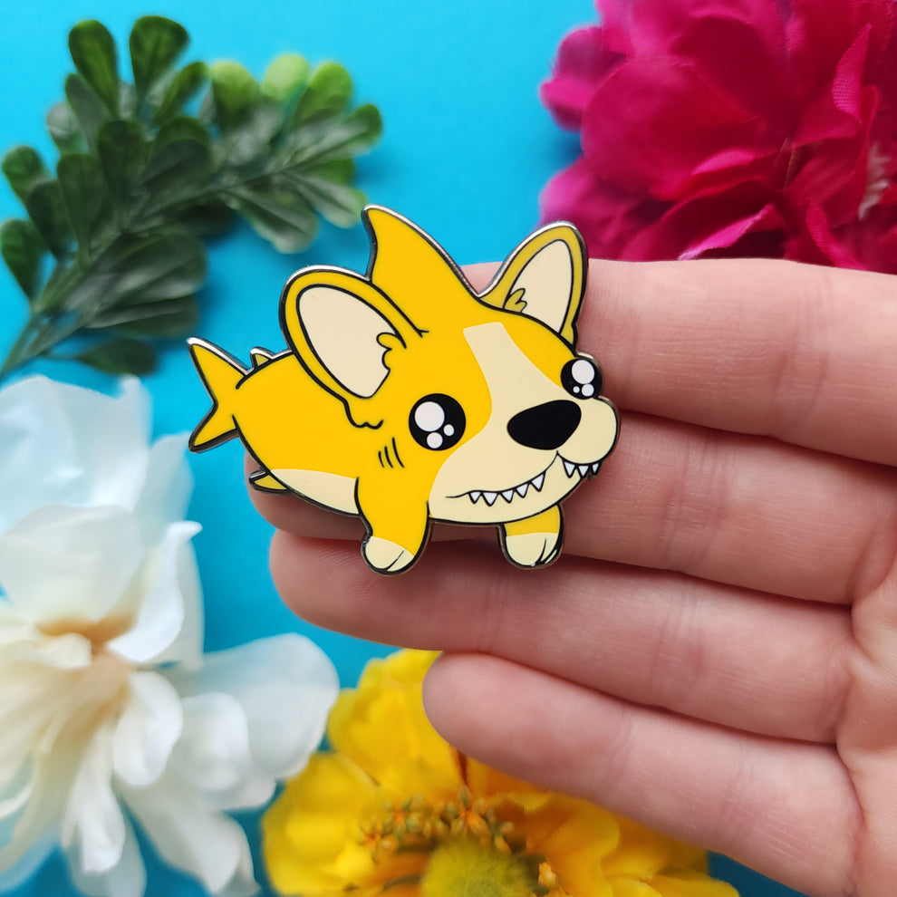 Cork Pin (corgi + shark) – Meg's Mashables